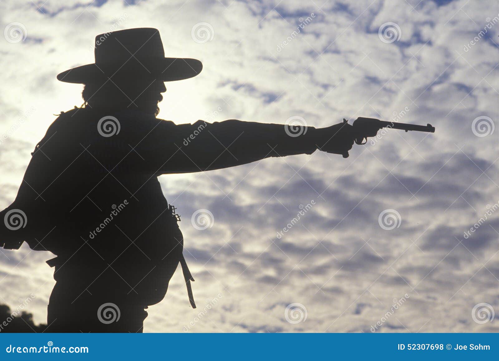 Cowboy Aiming Revolver Knife In Hand Royalty-Free Stock Photo ...