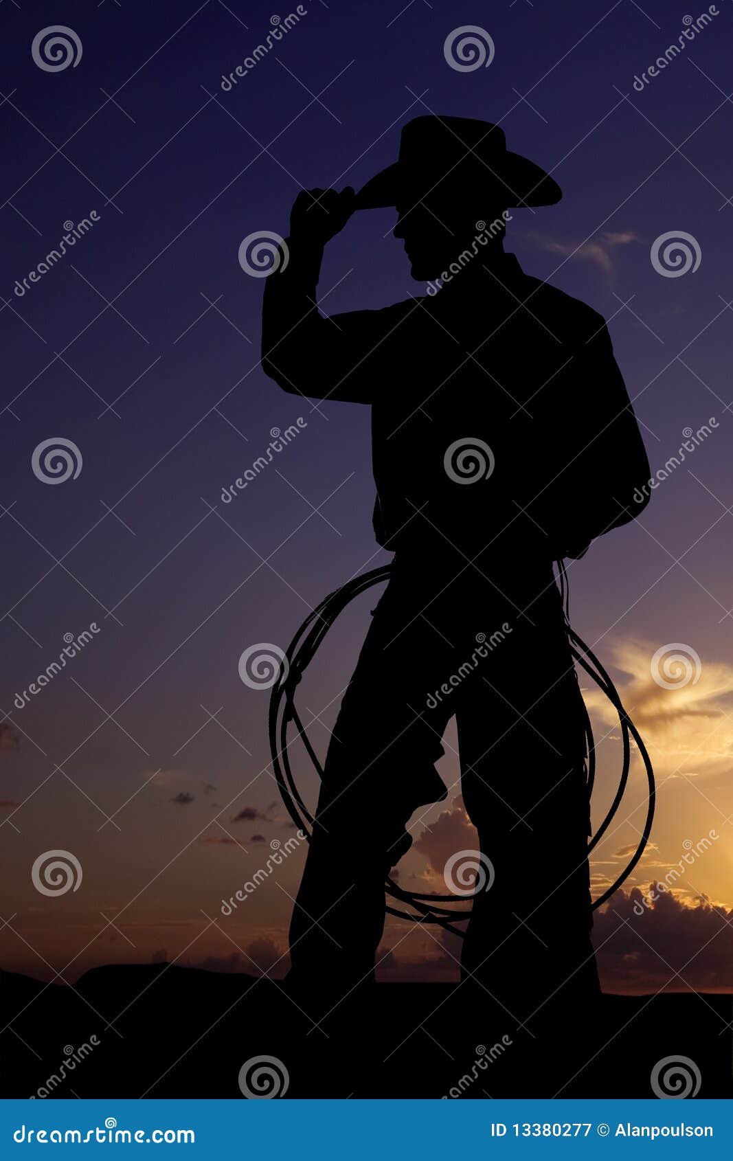 Silhouette cowboy alone stock image. Image of black, nature - 13380277