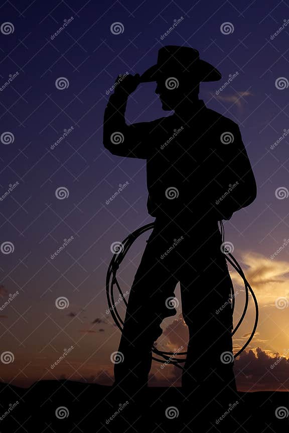 Silhouette cowboy alone stock image. Image of black, nature - 13380277