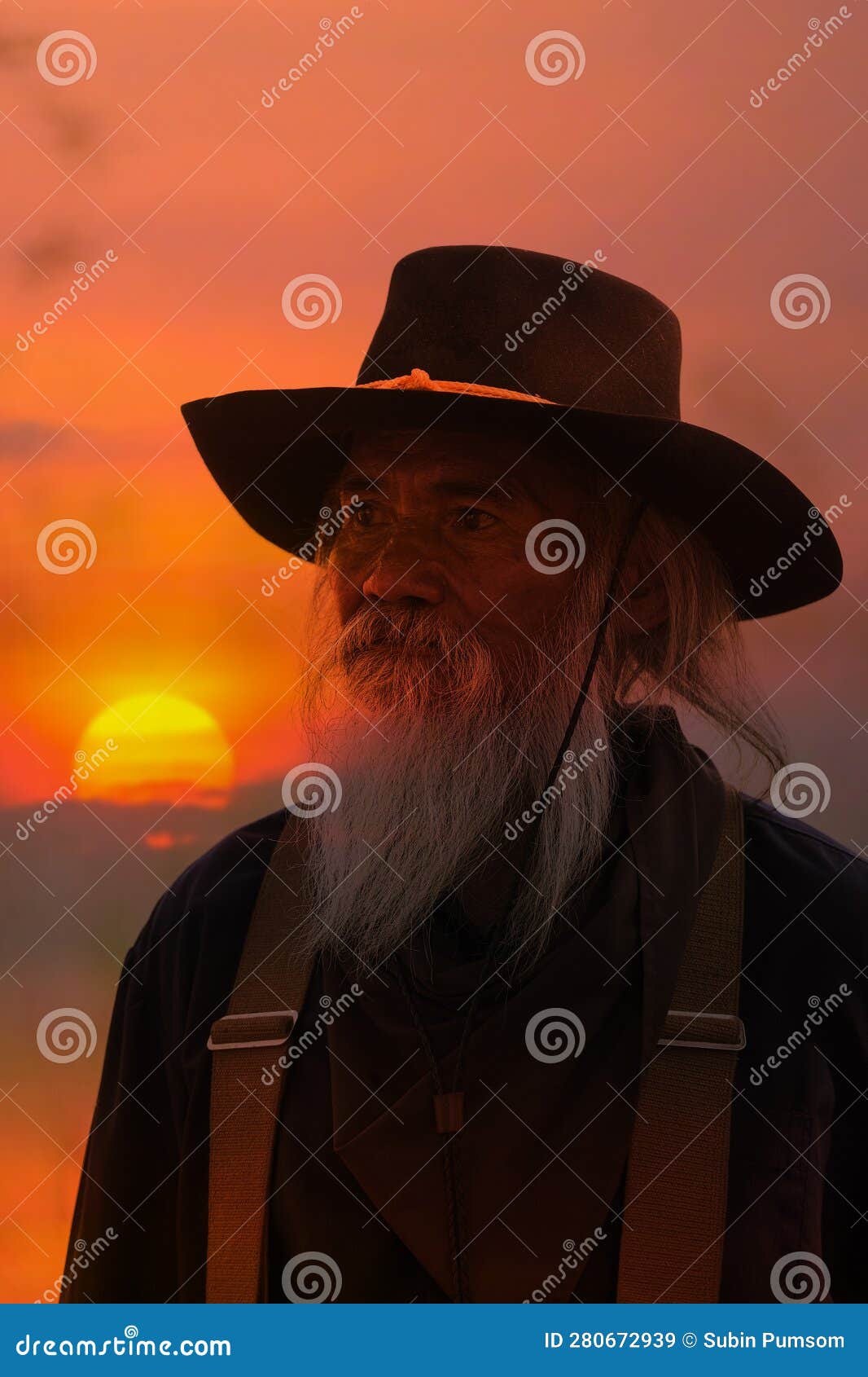 Silhouette of the Cowboy and the Setting Sunset Stock Image - Image of ...