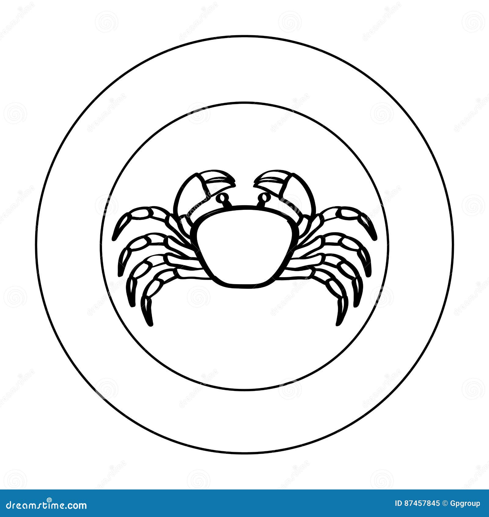 Silhouette Crab in Circular Frame Stock Illustration - Illustration of ...