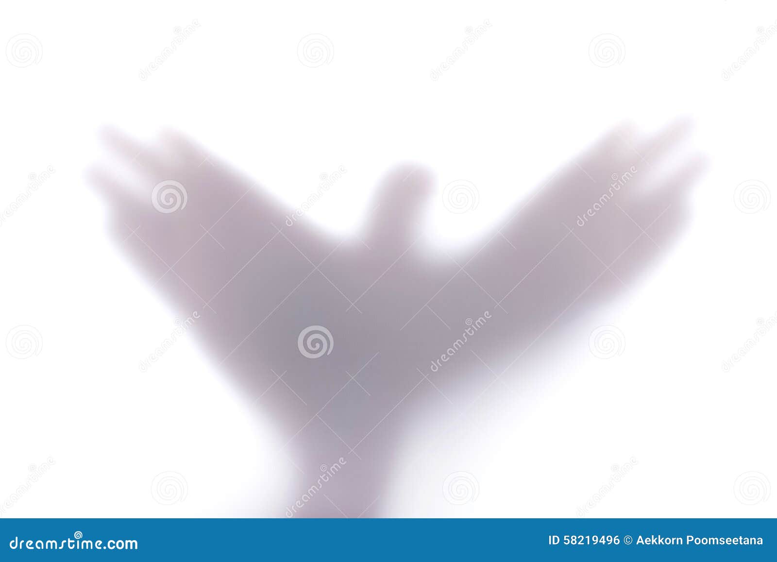 Silhouette Creating a Shape of a Flying Bird with Hands, Behind Stock ...