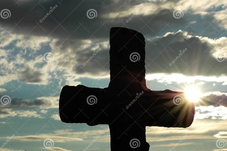 Silhouette of a Cross Against Stock Image - Image of christ, blue: 2078363