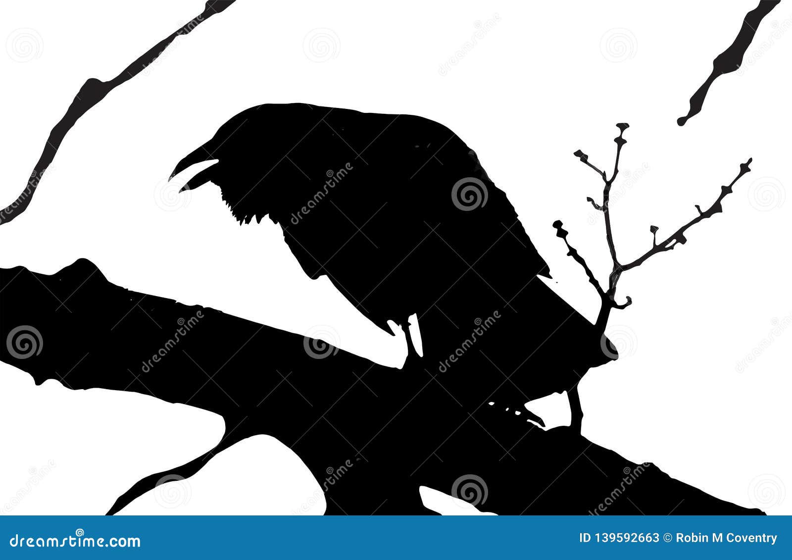Silhouette Of Crow On Branch Of A Tree Royalty-Free Stock Photography ...