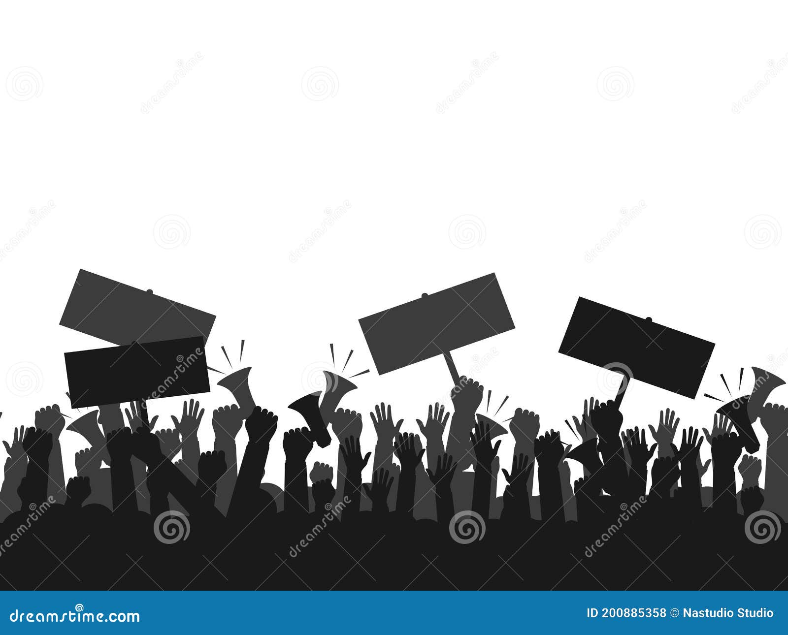 Silhouette Crowd of People Protesters. Protest. Revolution. Conflict ...