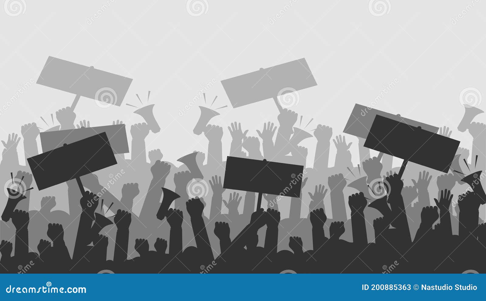 Silhouette Crowd of People Protesters. Protest. Revolution. Conflict ...