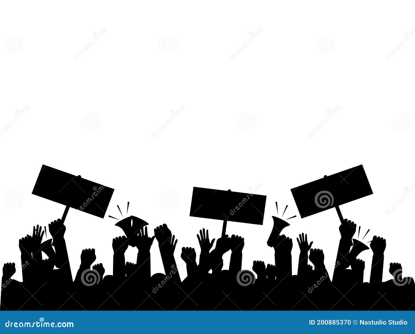 Silhouette Crowd of People Protesters. Protest. Revolution. Conflict ...