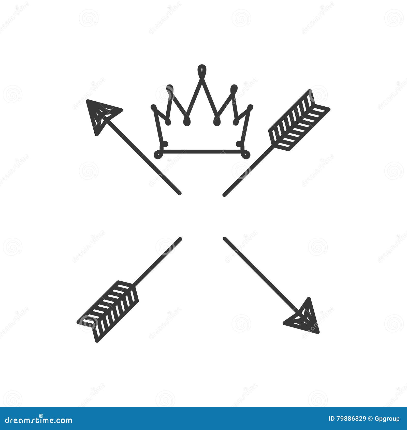 Silhouette with Crown Over Arrows Stock Vector - Illustration of crown ...