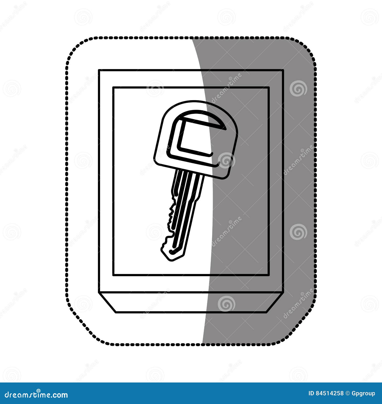 Silhouette Curved Rectangle with Key Stock Vector - Illustration of ...