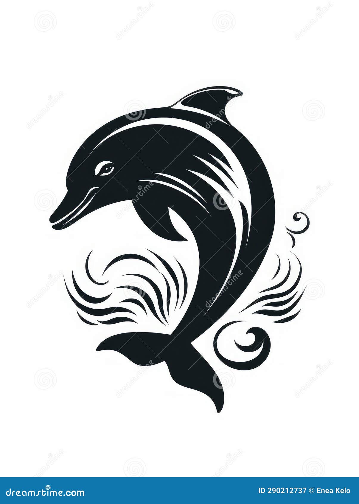 Silhouette of a Cute Dolphin Stock Illustration - Illustration of ...