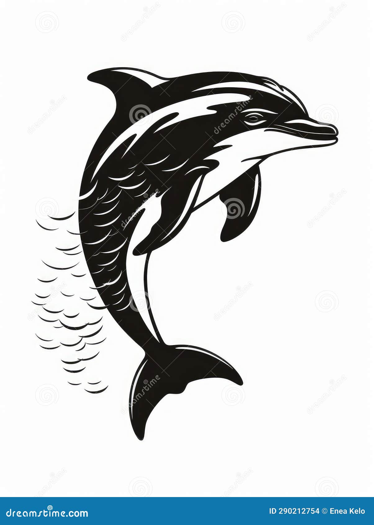 Silhouette of a Cute Dolphin Stock Photo - Image of primitive, animals ...