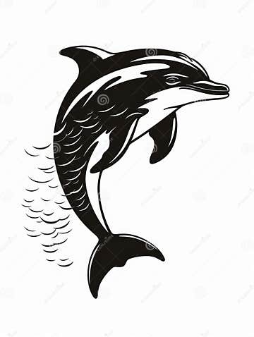 Silhouette of a Cute Dolphin Stock Photo - Image of primitive, animals ...