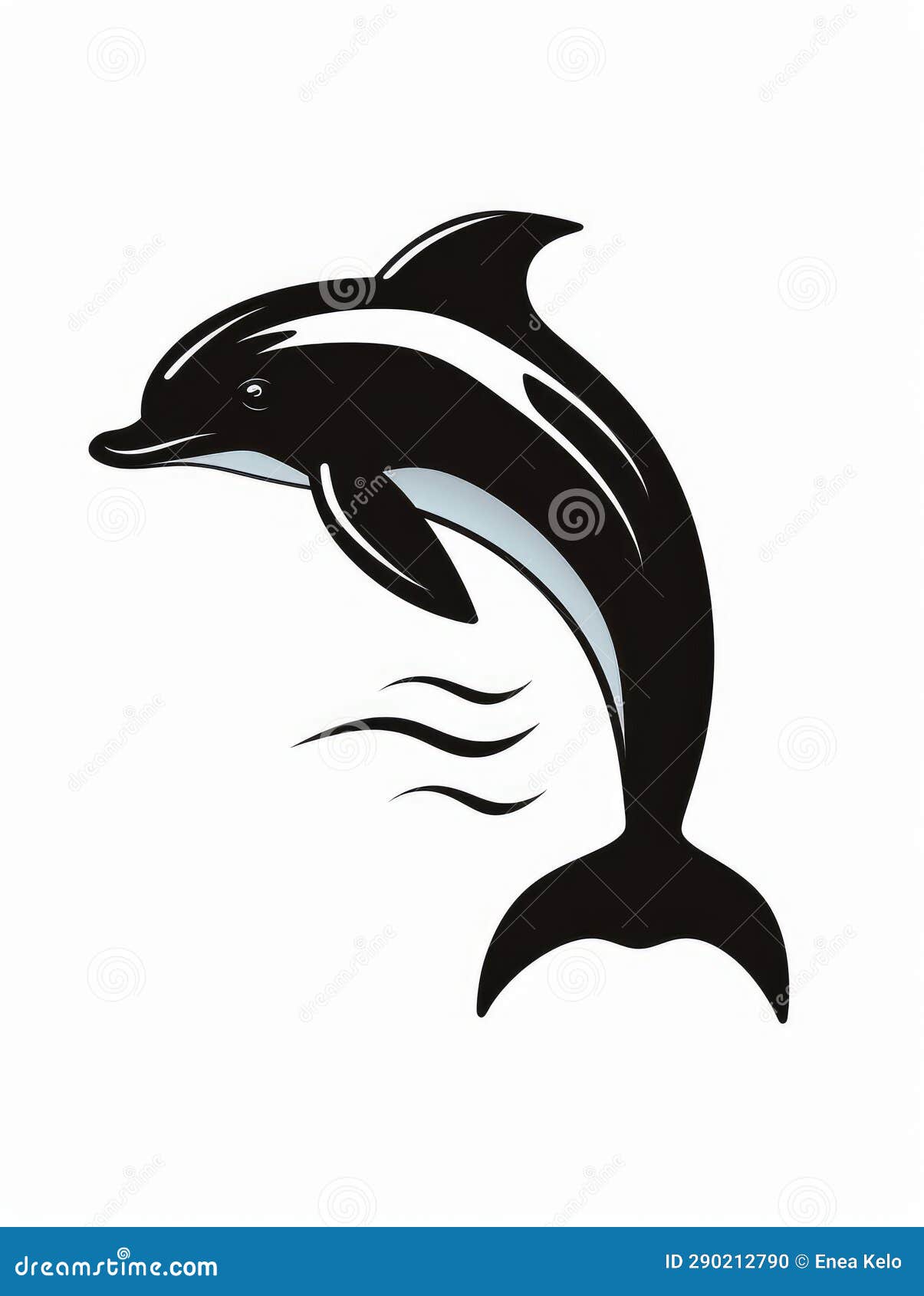Silhouette of a Cute Dolphin Stock Illustration - Illustration of view ...