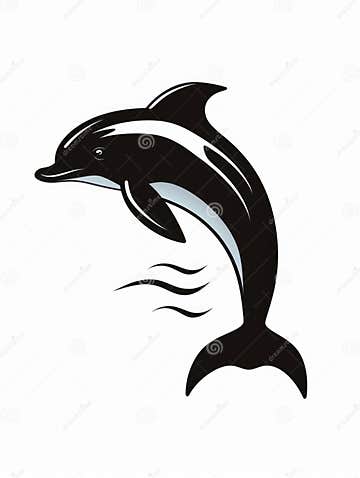 Silhouette of a Cute Dolphin Stock Illustration - Illustration of view ...