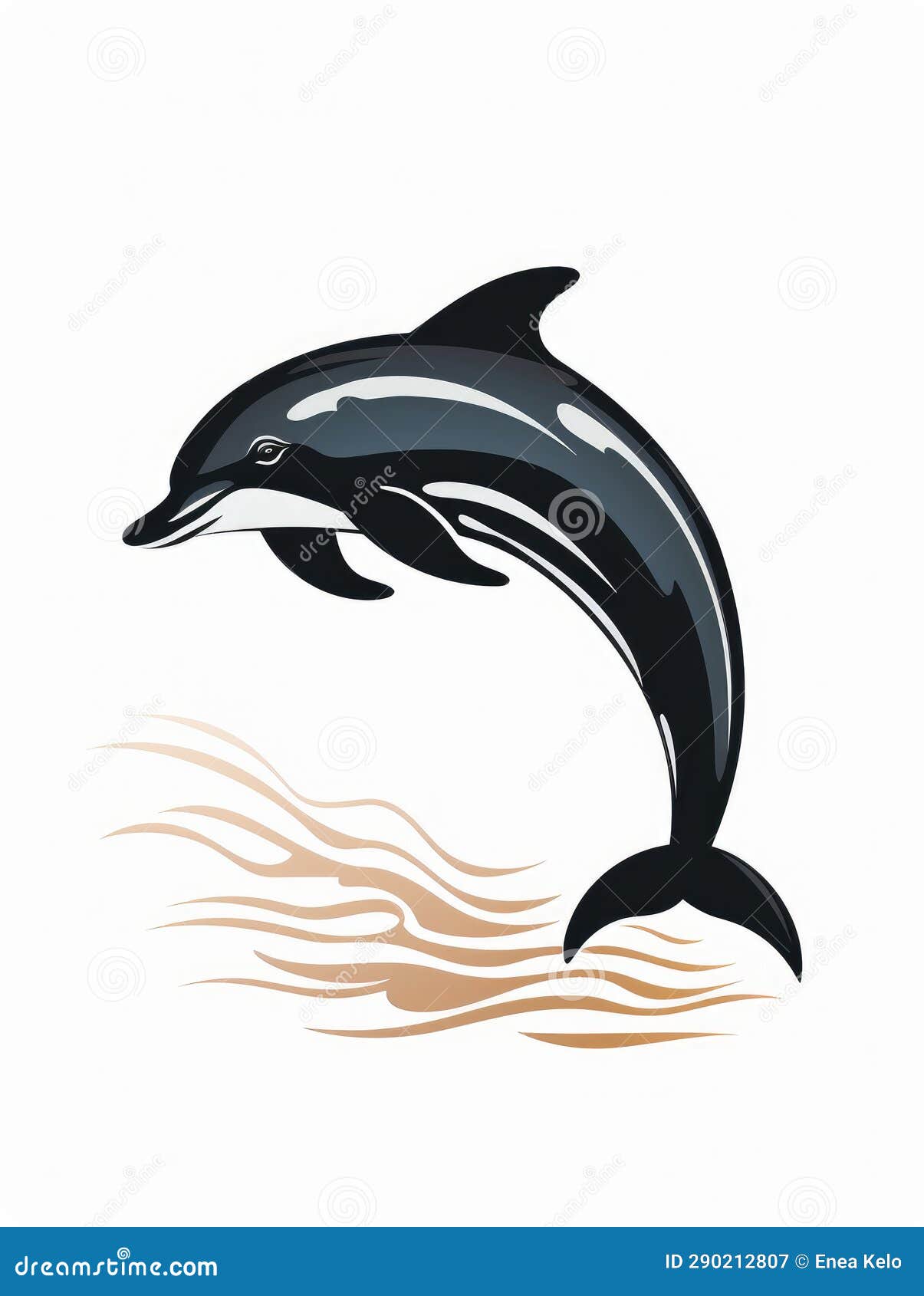 Silhouette of a Cute Dolphin Stock Illustration - Illustration of full ...