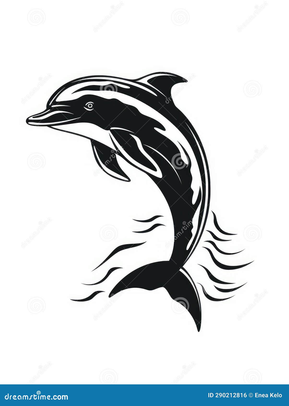 Silhouette of a Cute Dolphin Stock Illustration - Illustration of ...