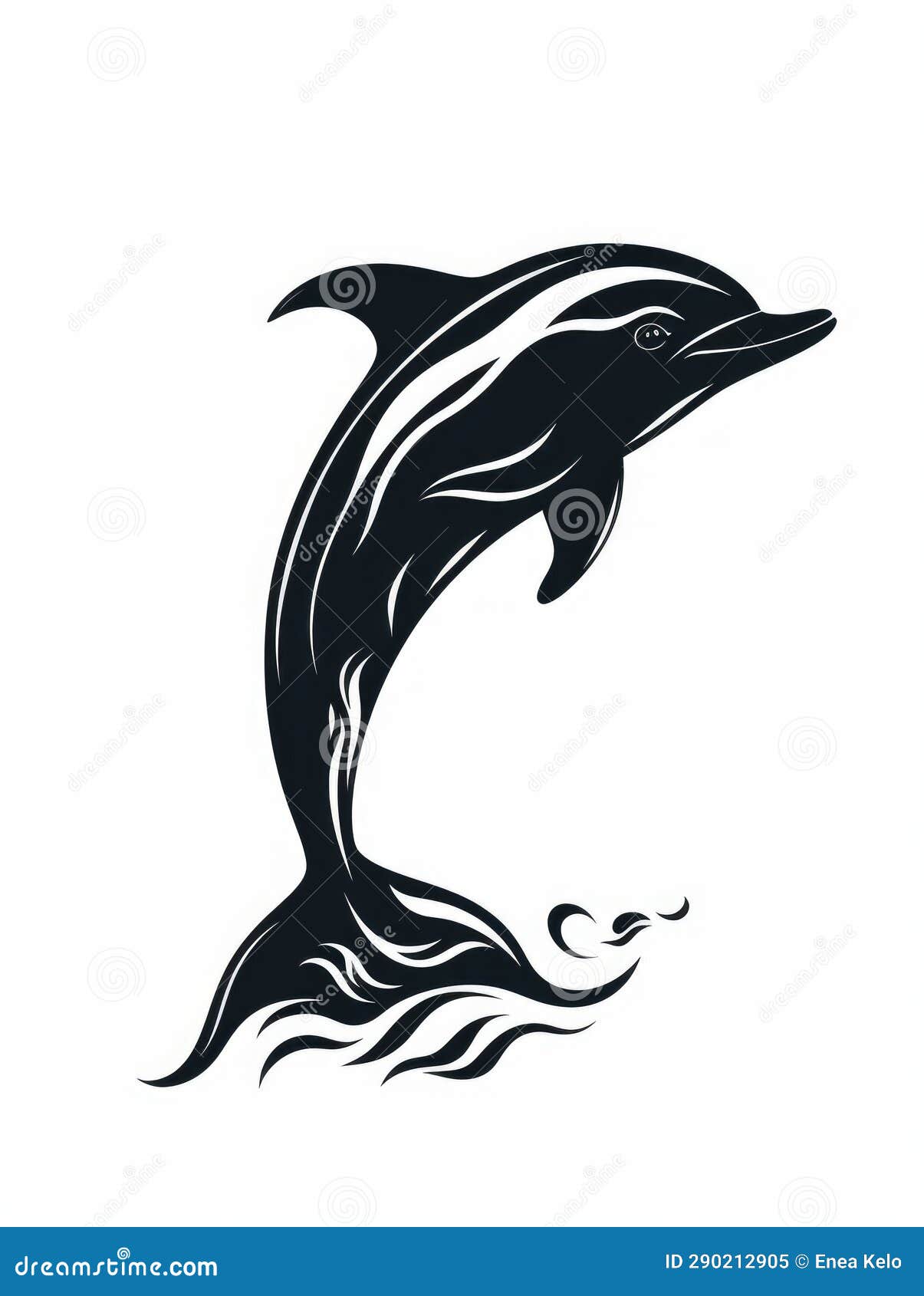 Silhouette of a Cute Dolphin Stock Illustration - Illustration of view ...