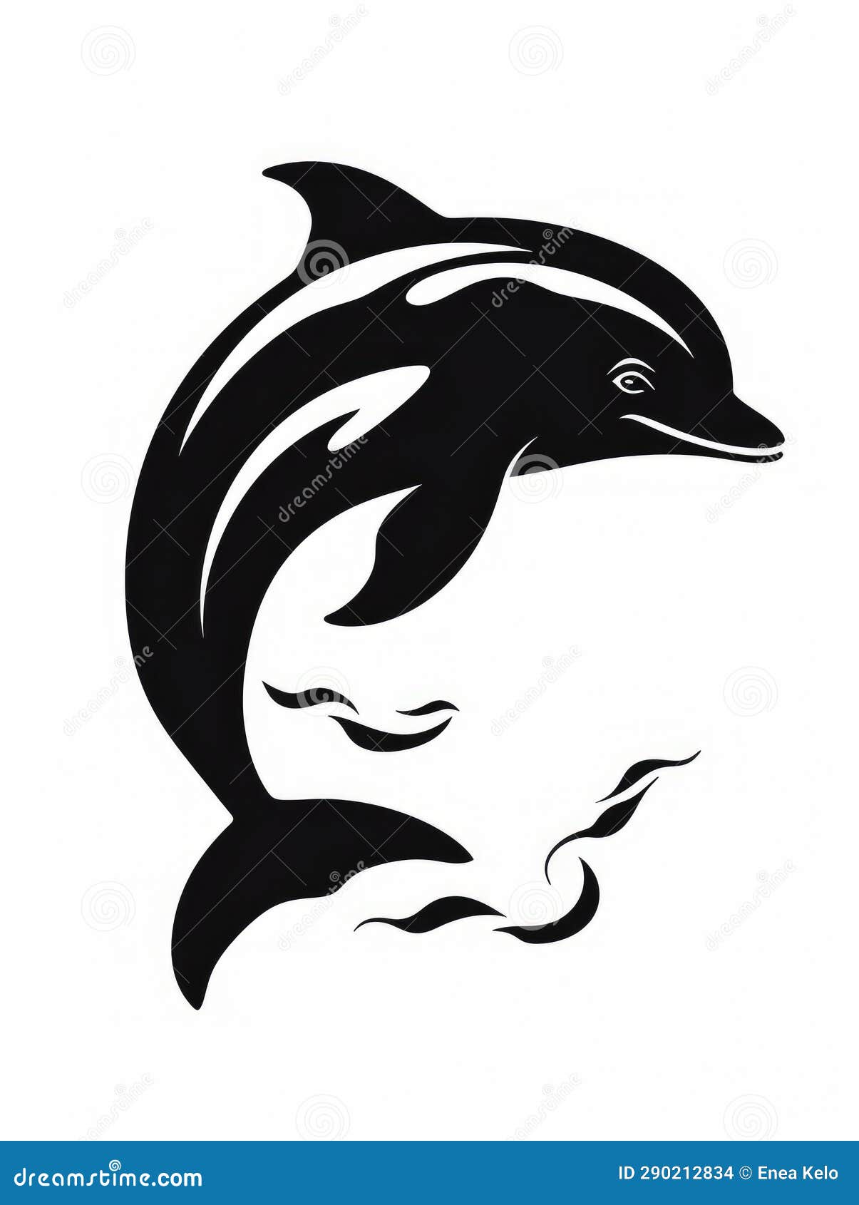 Silhouette of a Cute Dolphin Stock Illustration - Illustration of view ...