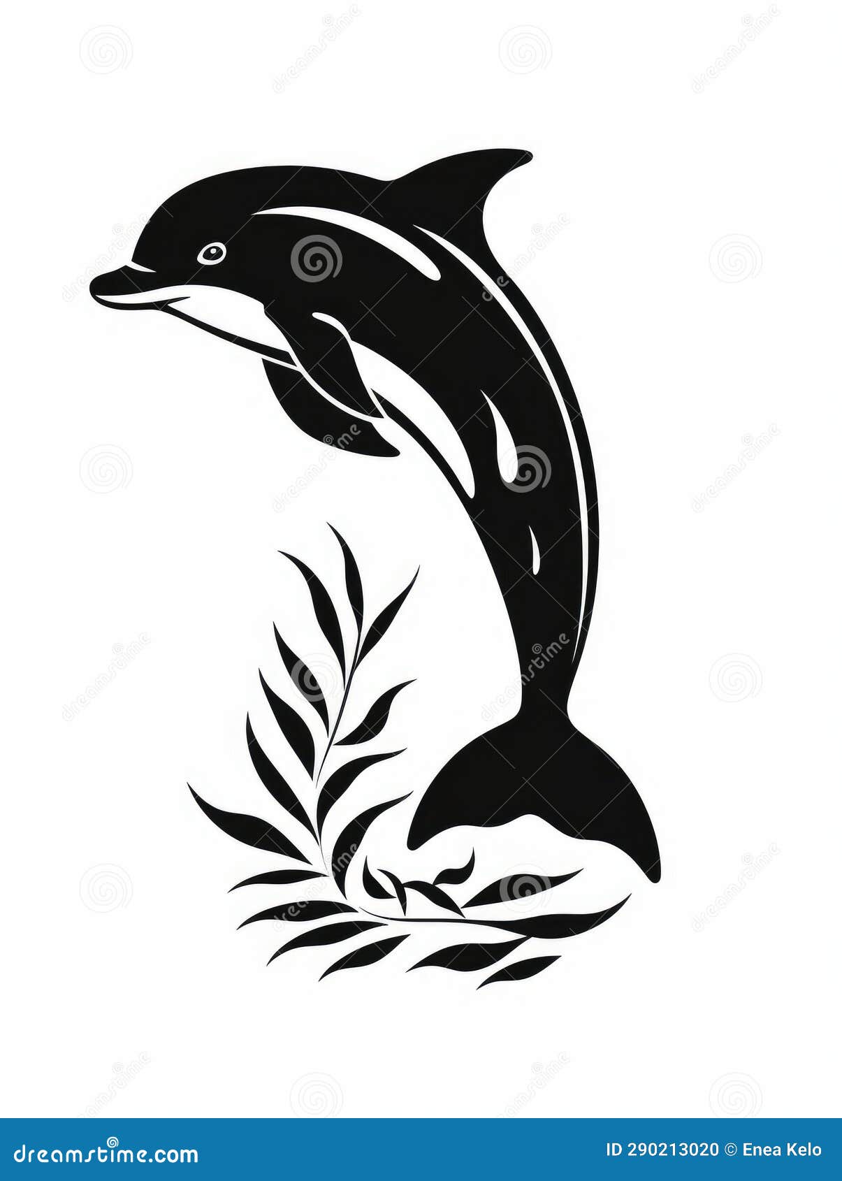 Silhouette of a Cute Dolphin Stock Illustration - Illustration of ...