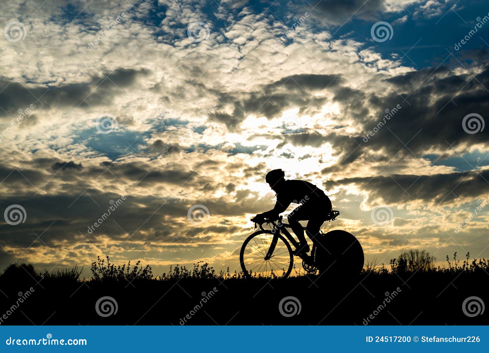 Silhouette of a Cyclist in Sunset Stock Photo - Image of human, outdoor ...