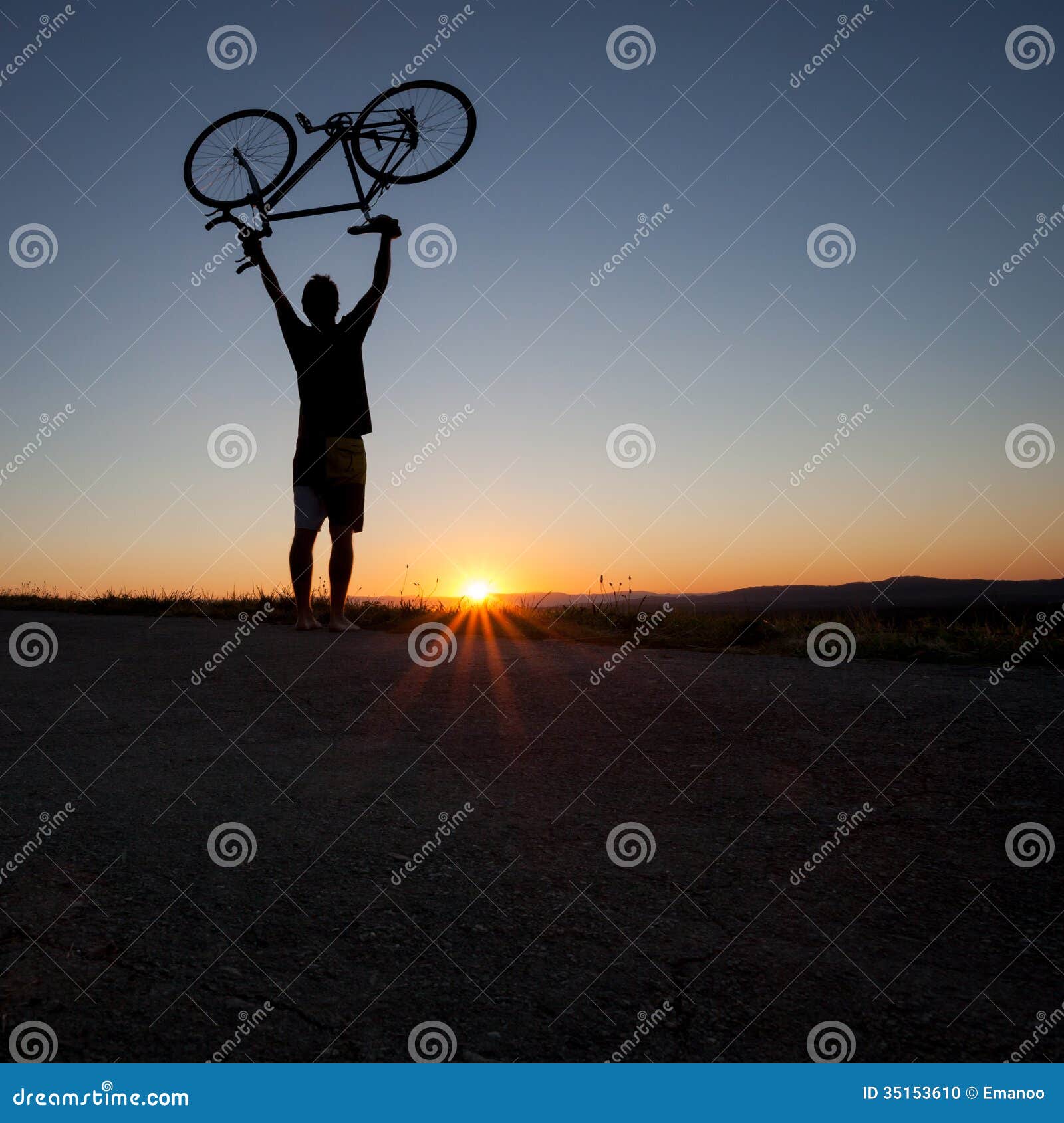 Silhouette of Cyclist in Sunset Stock Photo - Image of male, bike: 35153610
