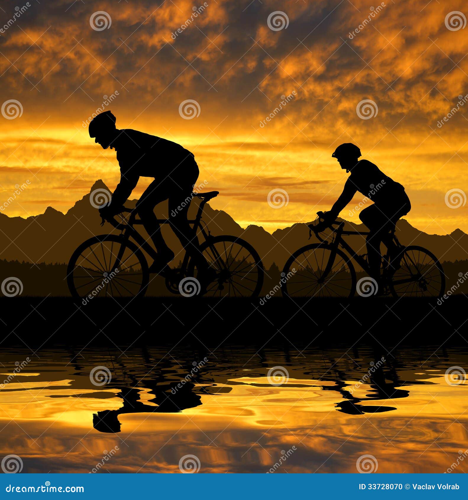 Silhouette of the cyclists stock photo. Image of biker - 33728070