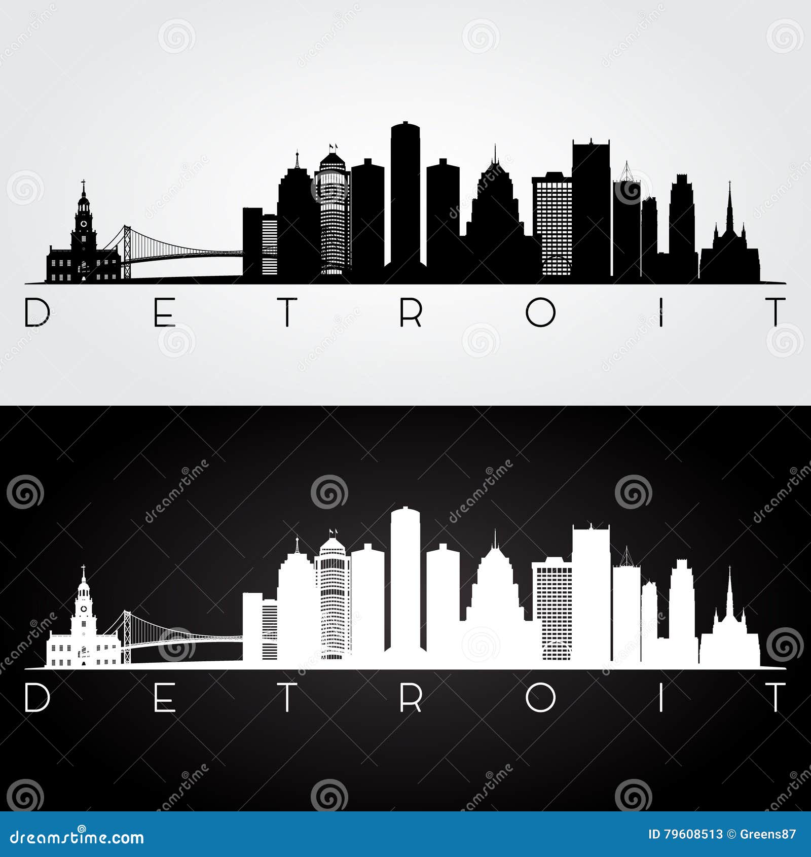 Silhouette D'horizon De Detroit Illustration de Vecteur - Illustration ...