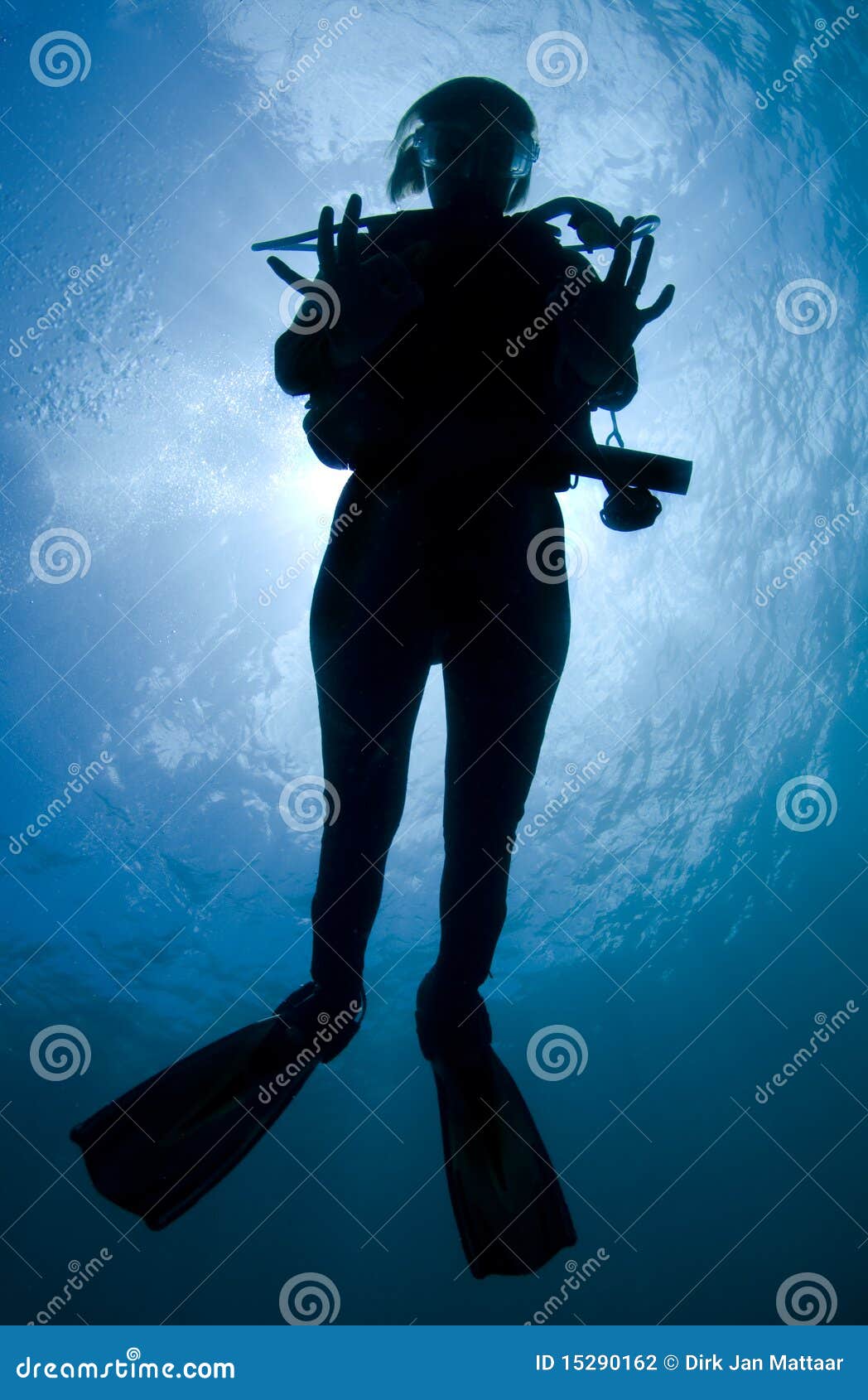 Silhouette d'un plongeur photo stock. Image du silhouette - 15290162