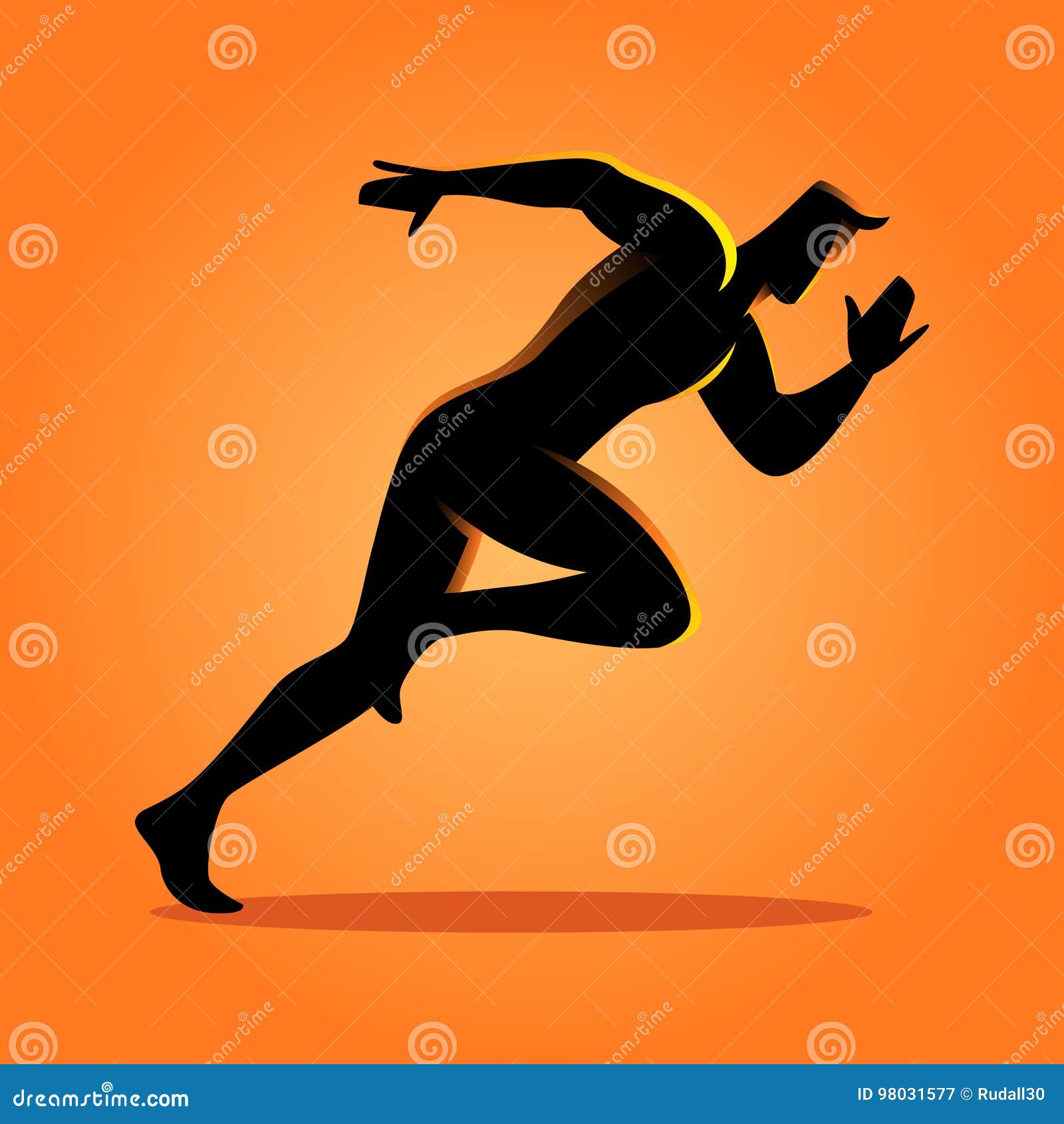 Silhouette d'un sprinter illustration de vecteur. Illustration du ...