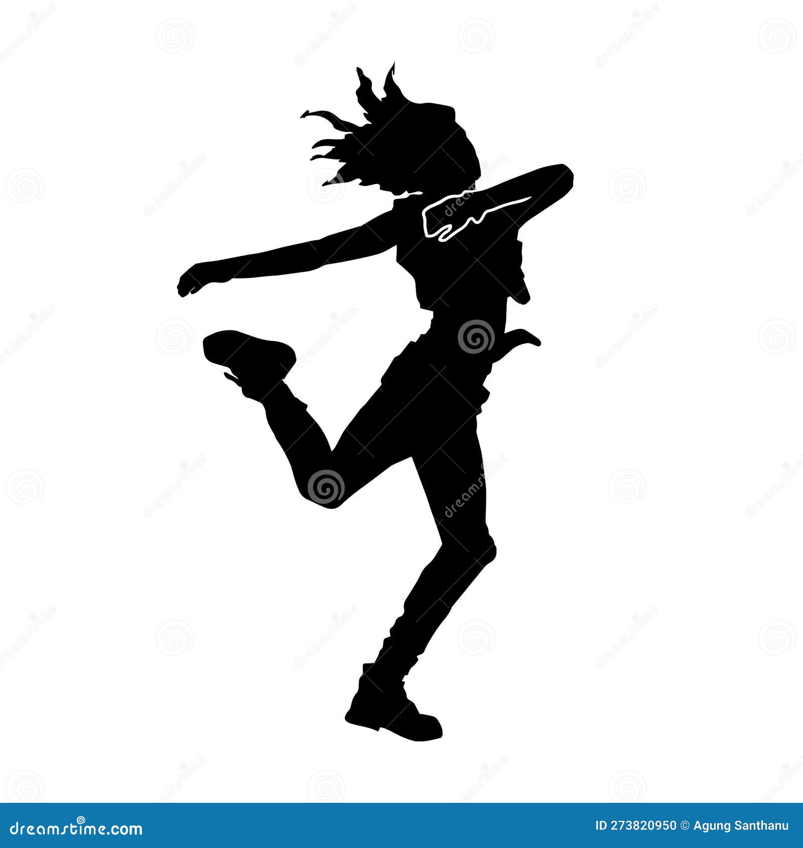 Silhouette of a Female Dance Performer in Action Pose. Stock Vector ...