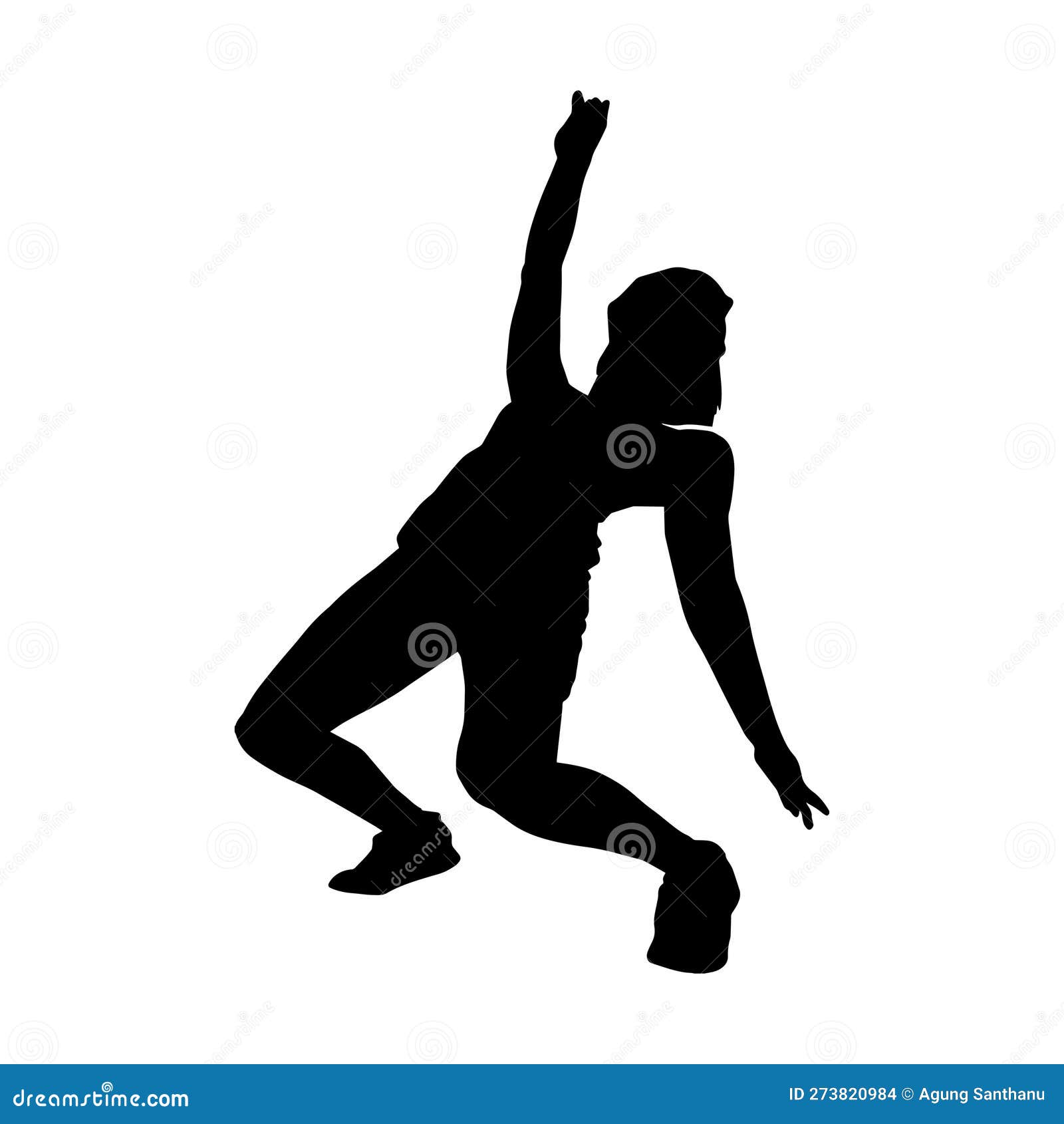 Silhouette of a Female Dance Performer in Action Pose. Stock Vector ...