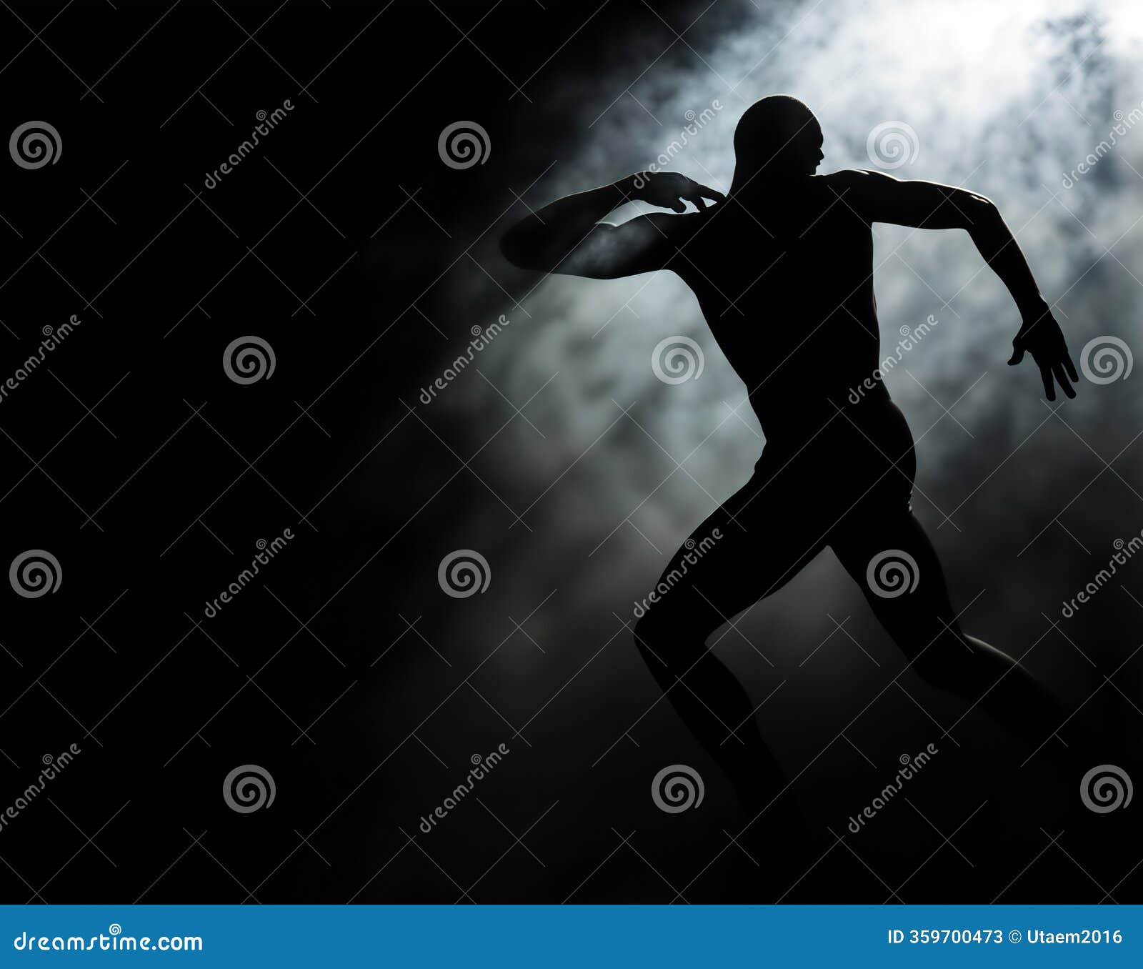 Silhouette of a Dancer in Dramatic Lighting Stock Image - Image of ...
