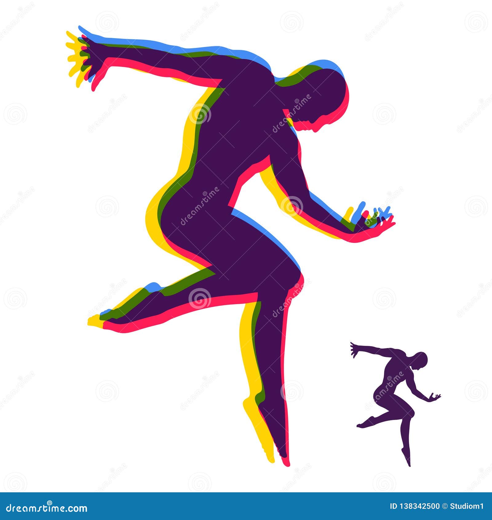 Silhouette of a Dancer. Gymnast. Man is Posing and Dancing. Sport ...