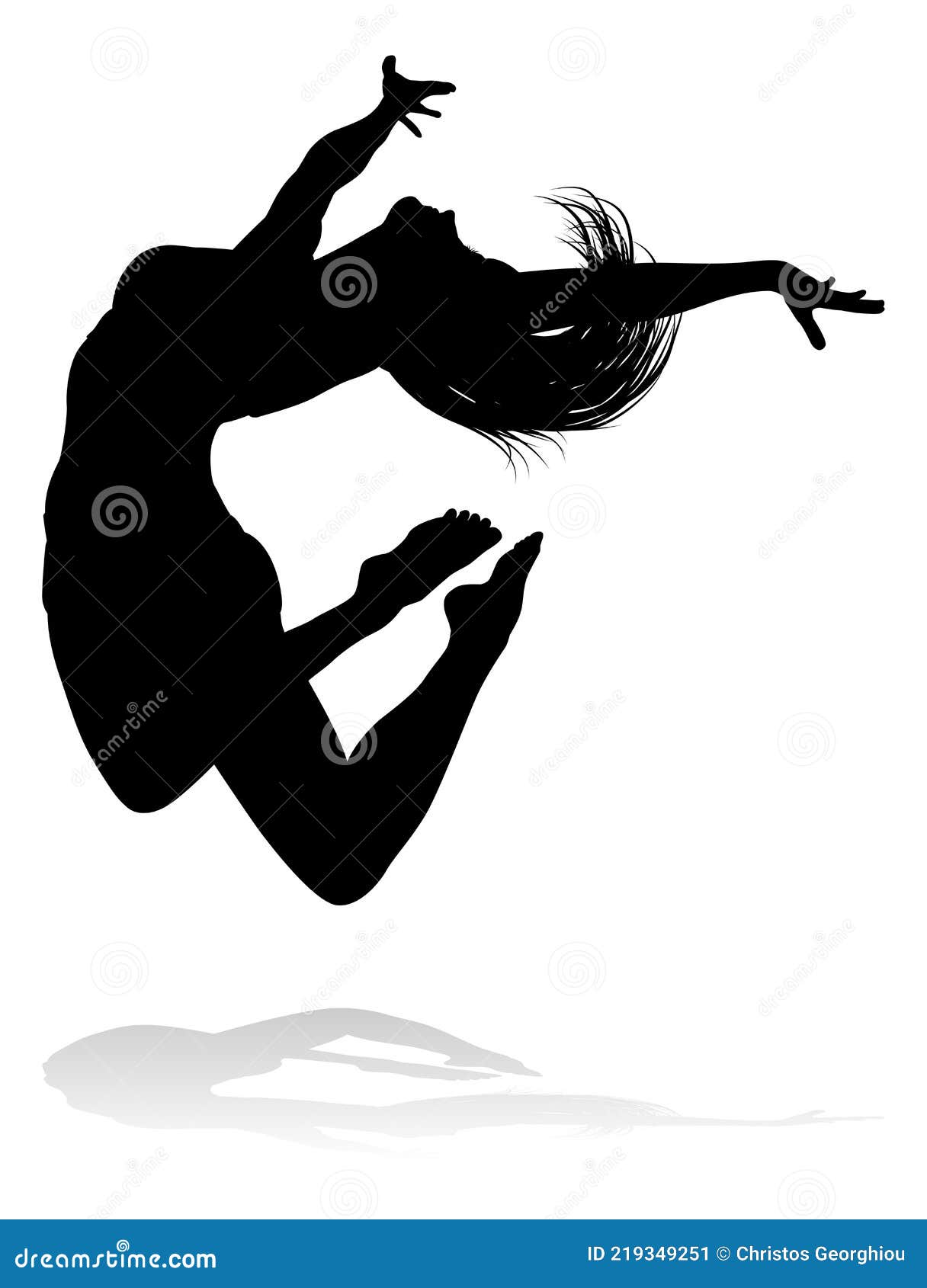 Silhouette Dancer Jumping stock vector. Illustration of hiphop - 219349251