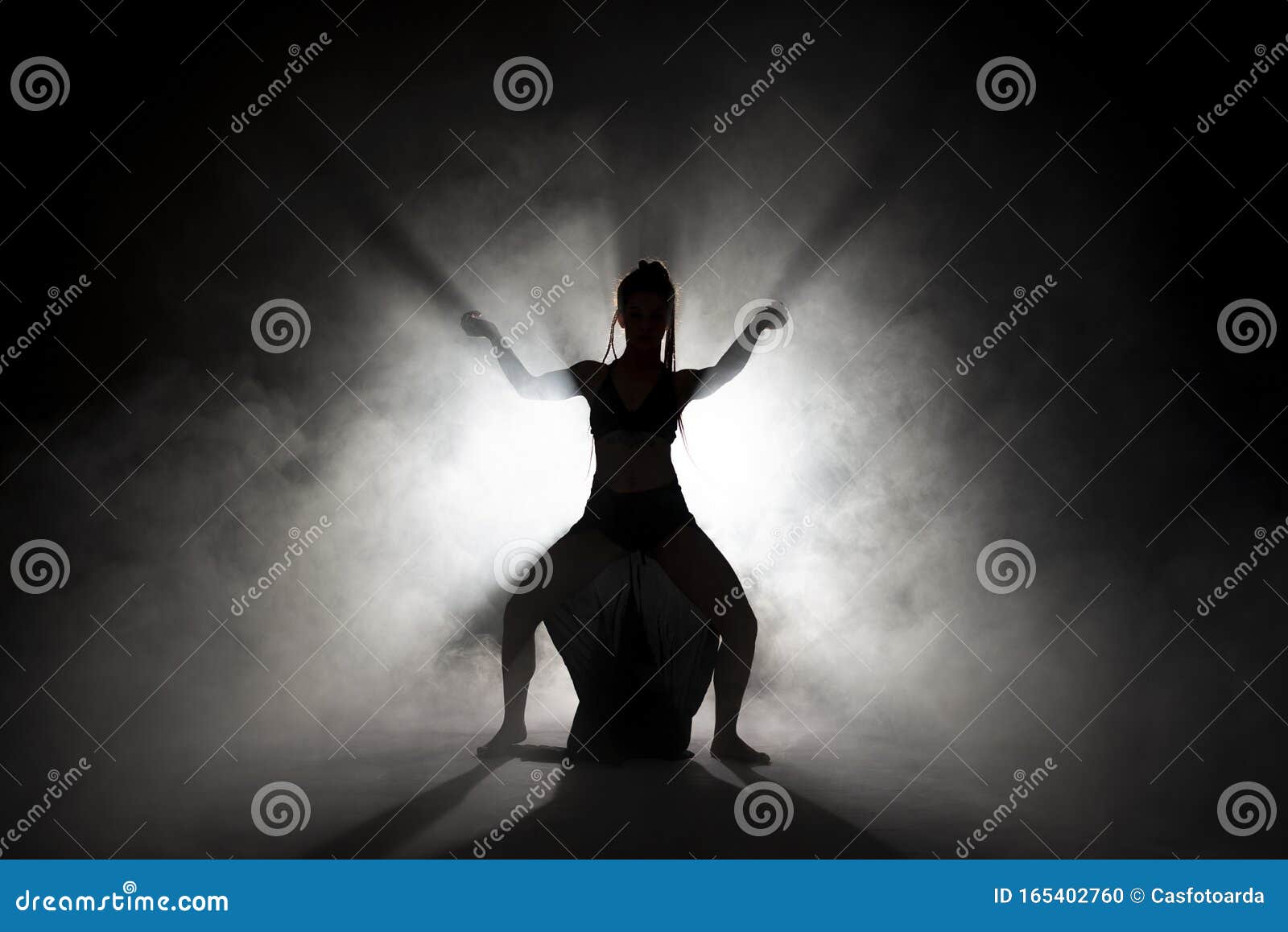 Silhouette Dancer Performing Dance Figures. Stock Photo - Image of ...