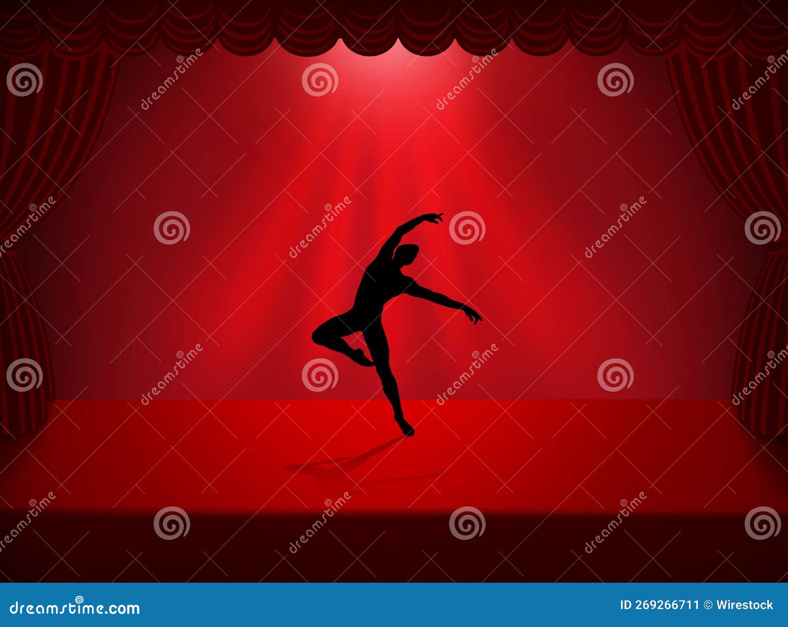 Silhouette of a Dancer Performing on a Stage Stock Illustration ...