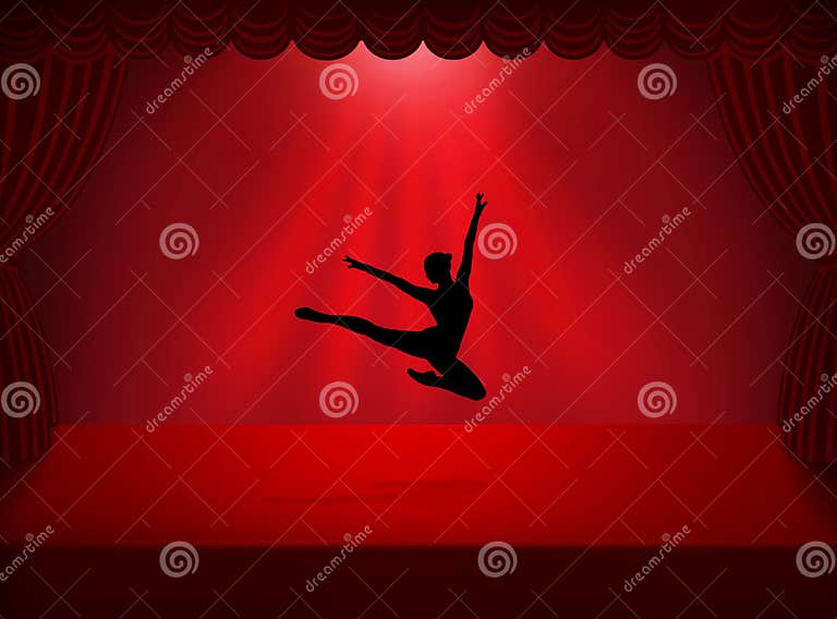 Silhouette of a Dancer on Red Background Stock Photo - Image of energy ...