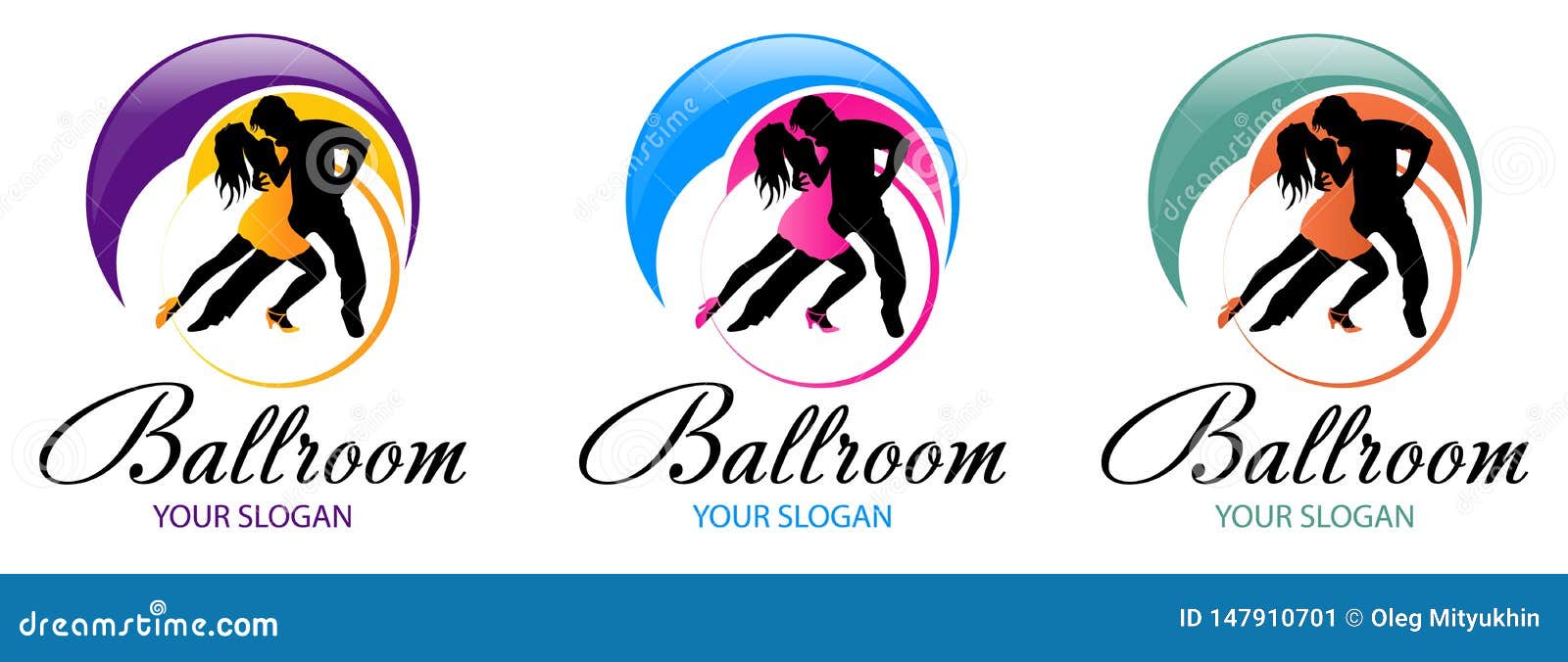 Silhouette of Dancing Couple. Dance Logo Designs Template. Elements of ...