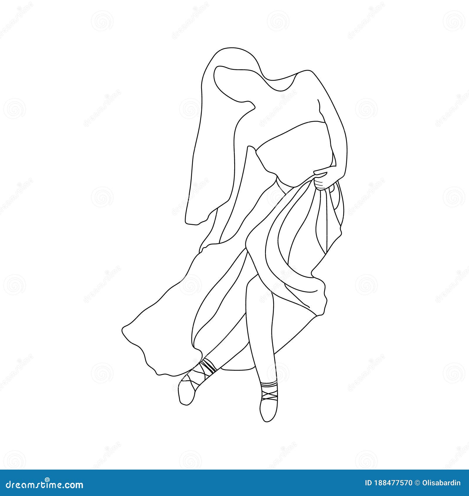 Silhouette of a Dancing Girl. Line Drawing. Vector Illustration Stock ...
