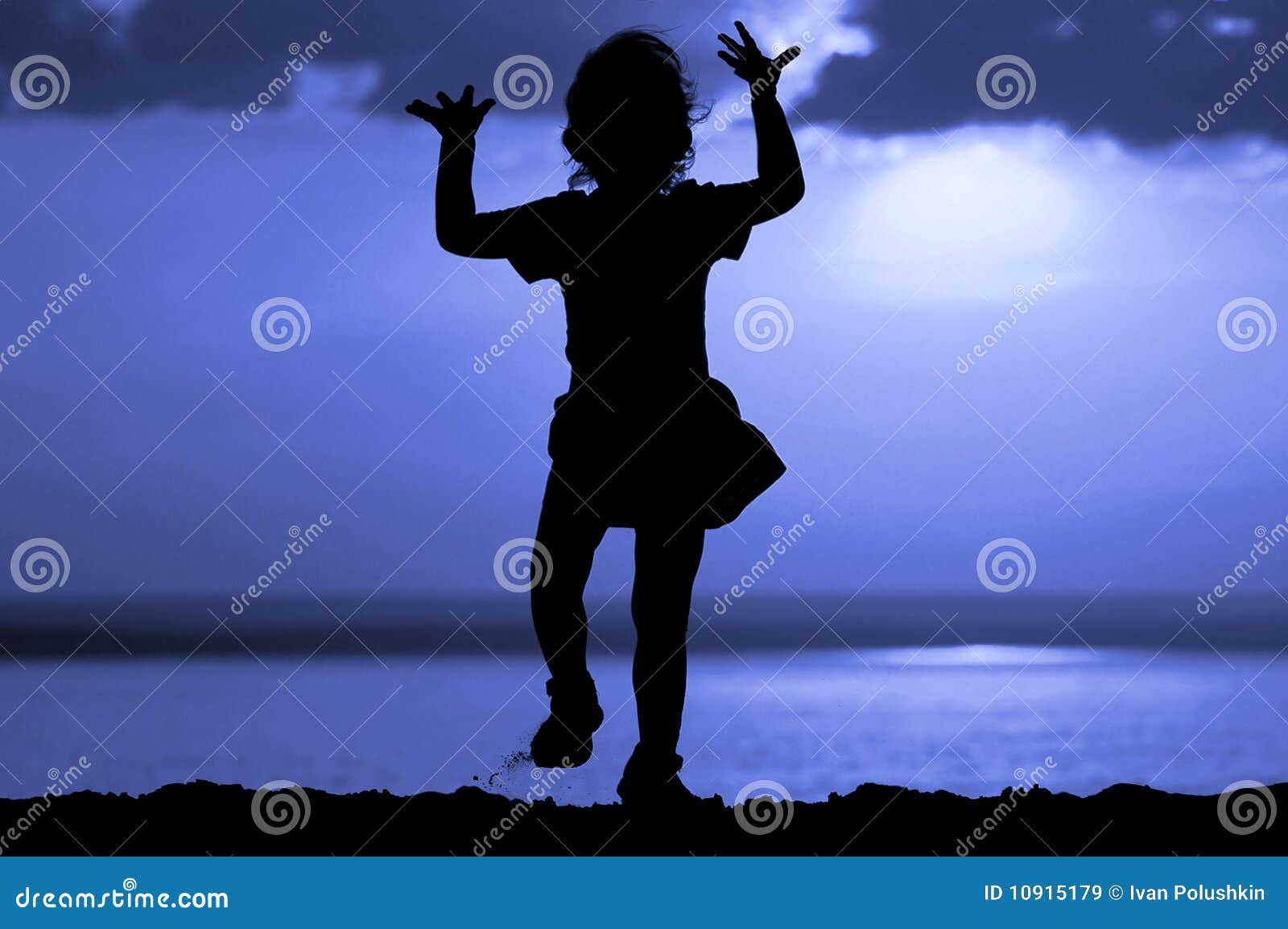 Silhouette of Dancing Girl on Moon Night Stock Image - Image of ...