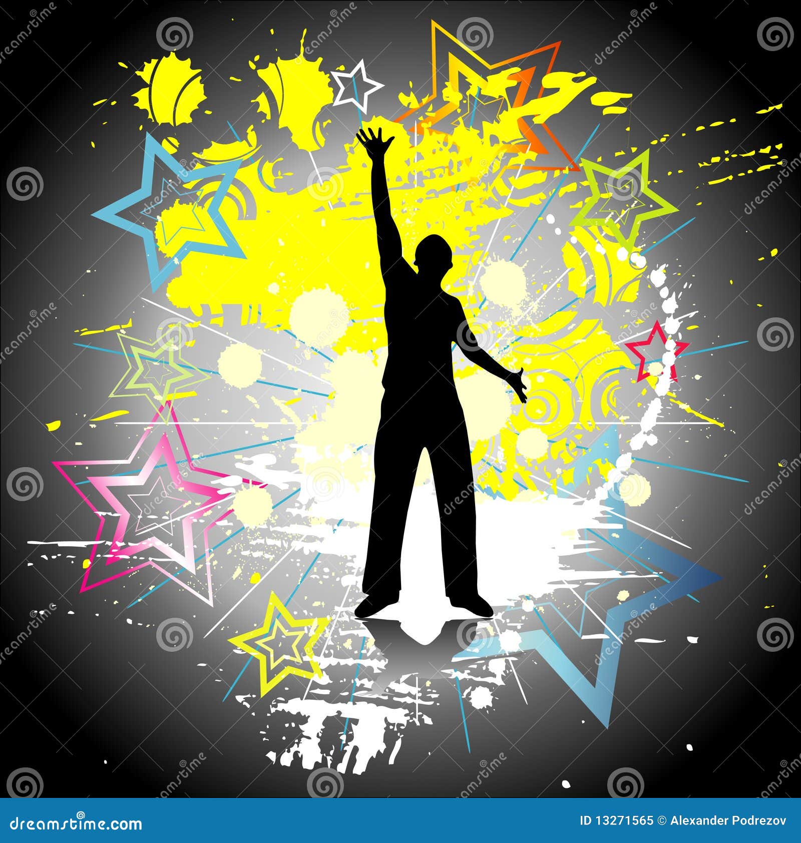 Silhouette of a Dancing Man Stock Illustration - Illustration of banner ...