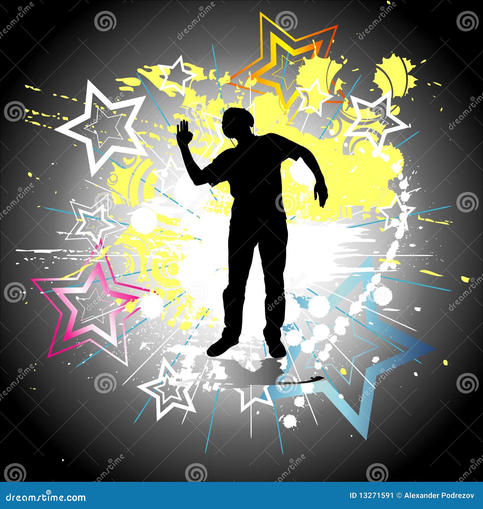 Silhouette of a Dancing Man Stock Illustration - Illustration of stage ...