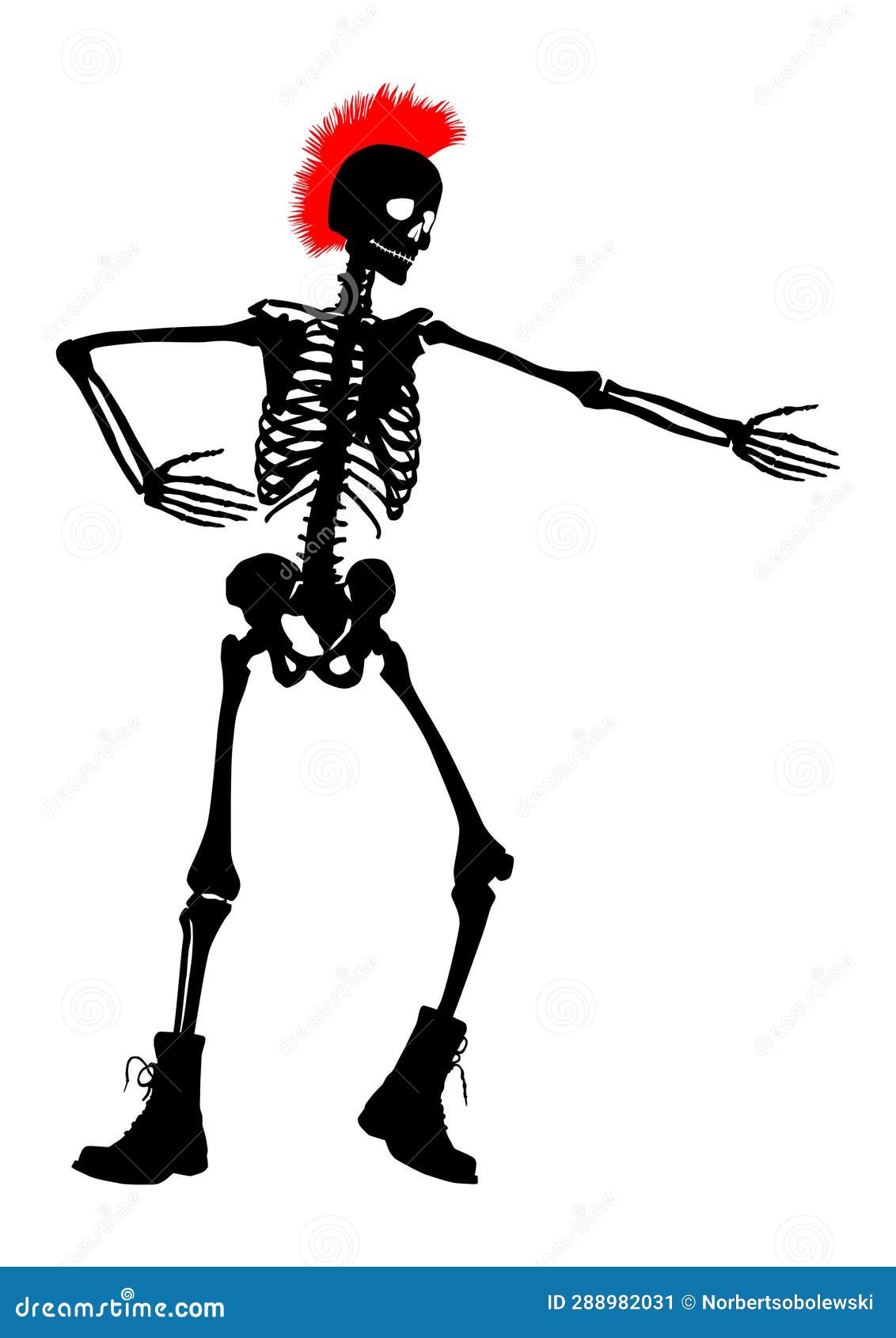 Silhouette of a Dancing Skeleton. Vector Stock Vector - Illustration of ...