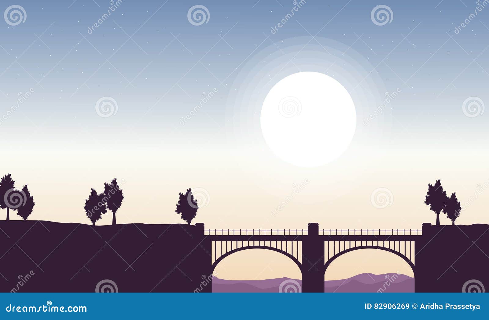 Silhouette De Beau Paysage De Pont Illustration de Vecteur ...