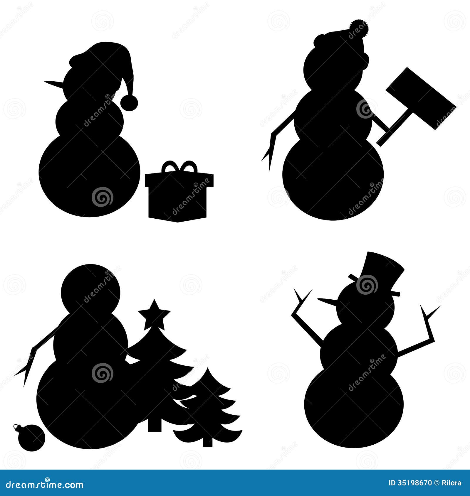 Silhouette De Bonhomme De Neige Illustration de Vecteur - Illustration ...