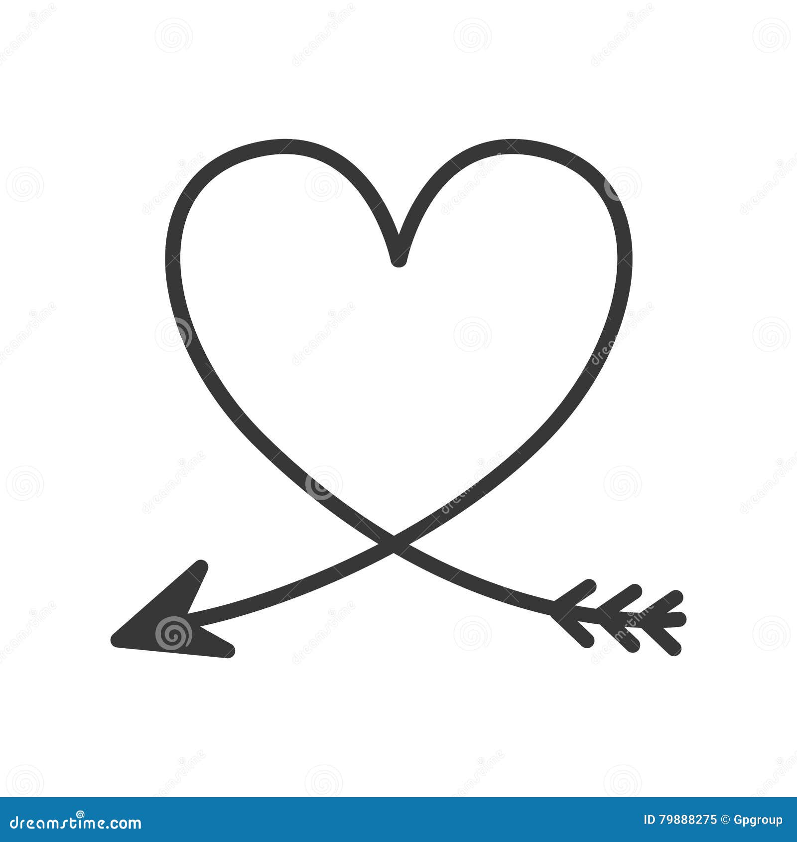 Silhouette De Coeur Avec La Flèche Illustration de Vecteur ...