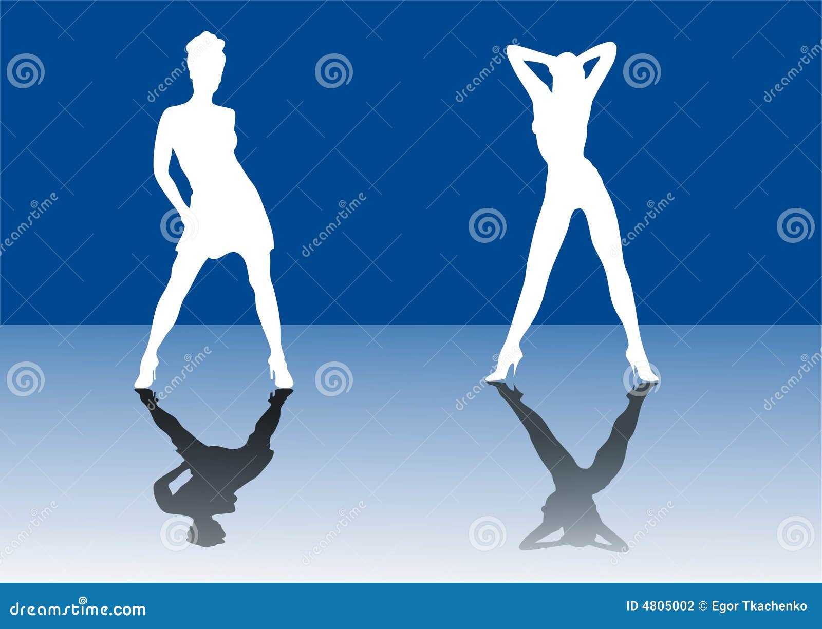 Silhouette De Deux Filles Illustration Stock Illustration Du Abord