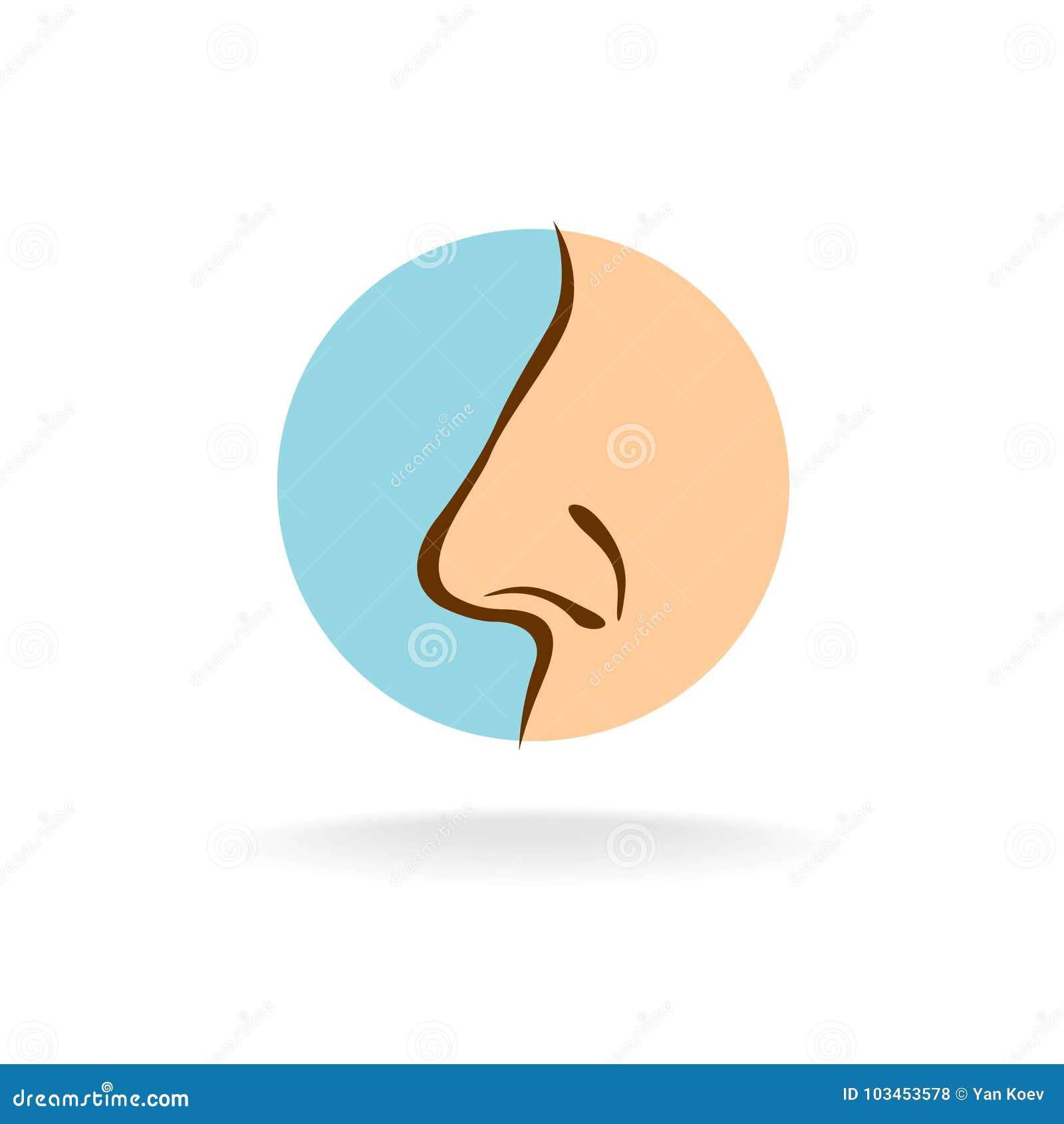 Silhouette De Nez Dans Un Symbole Rond De Couleur Illustration de ...