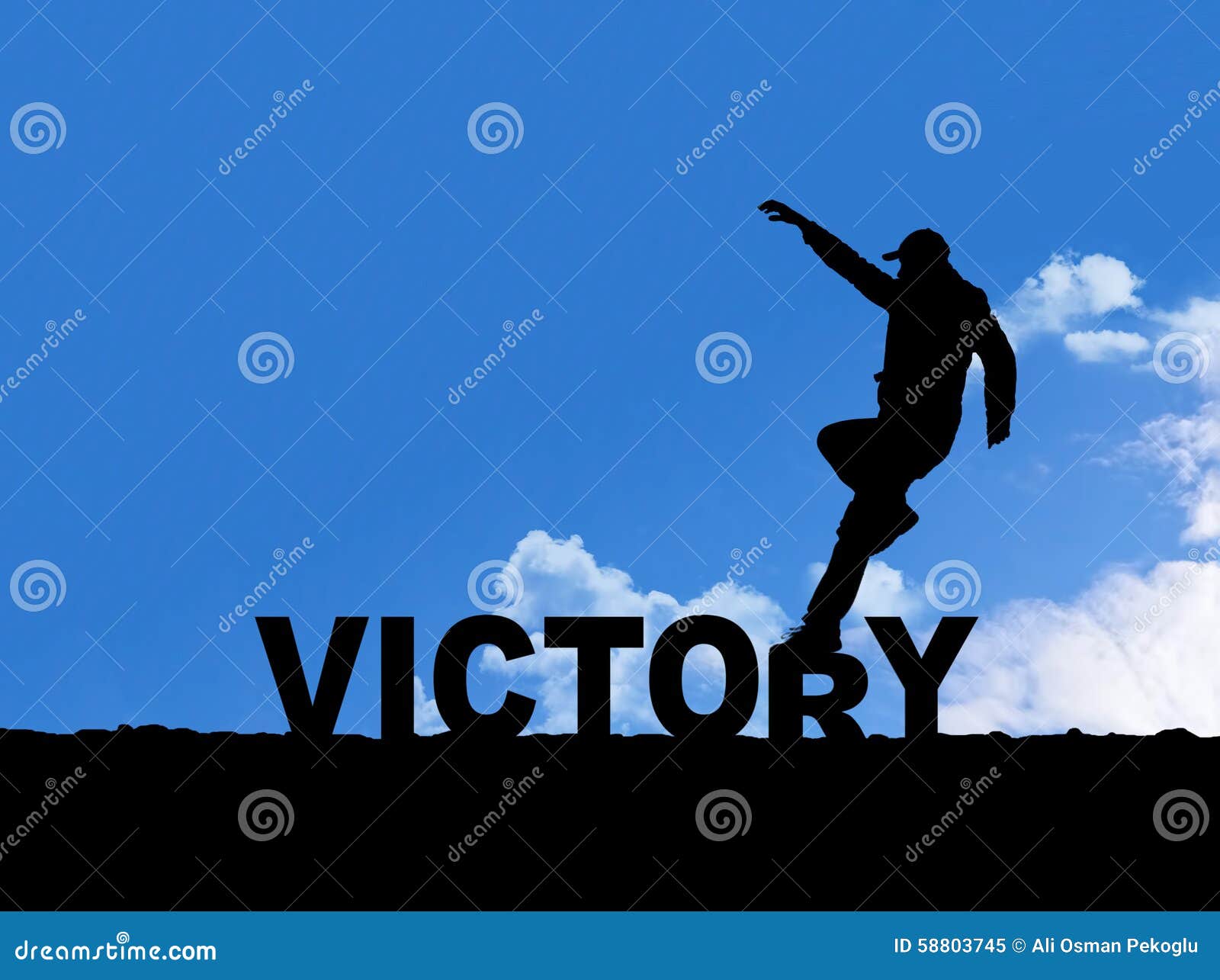 Silhouette de victoire image stock. Image du liberté - 58803745