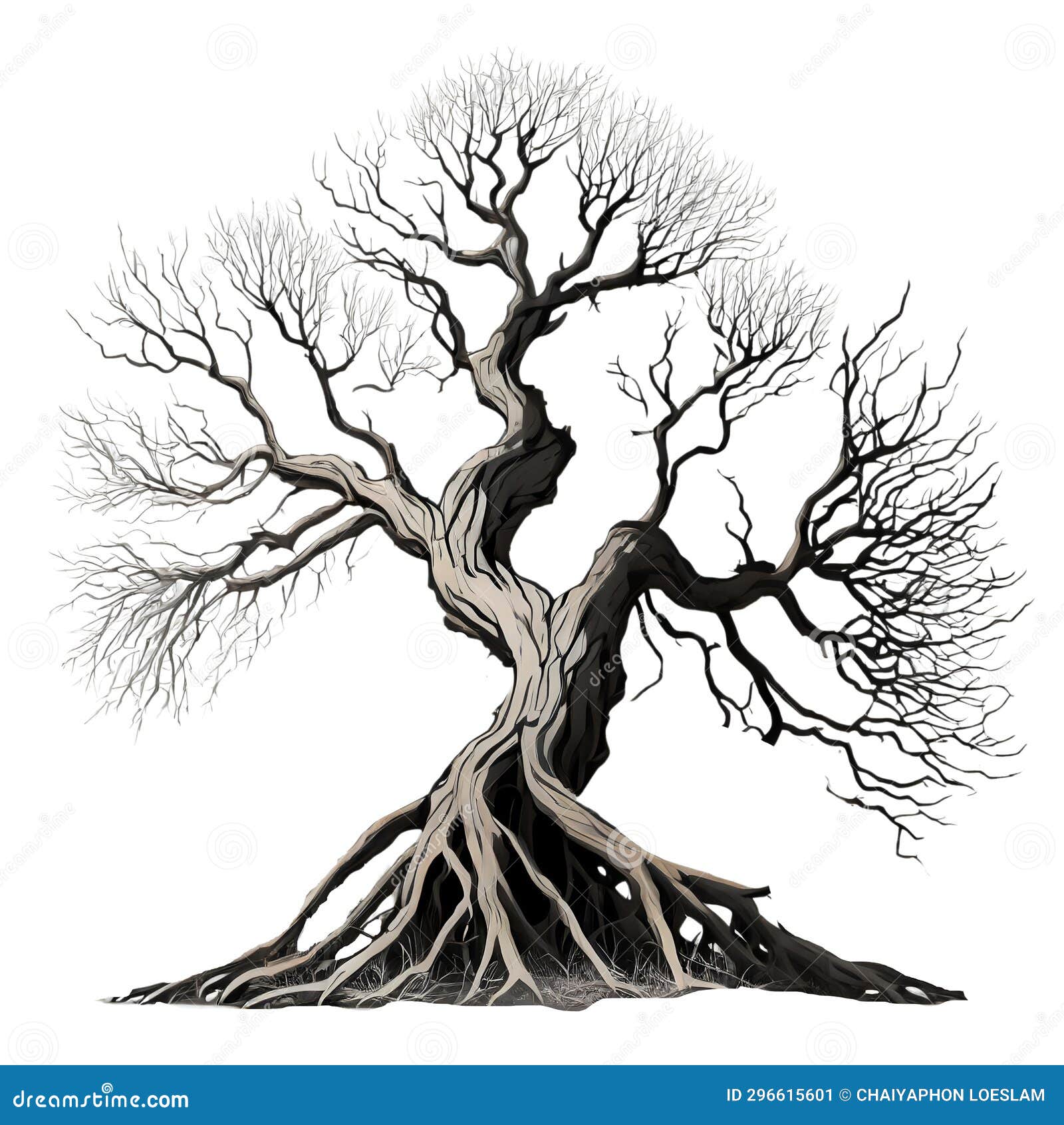 Silhouette of Dead Tree on White Background, Scary Dead Tree for ...